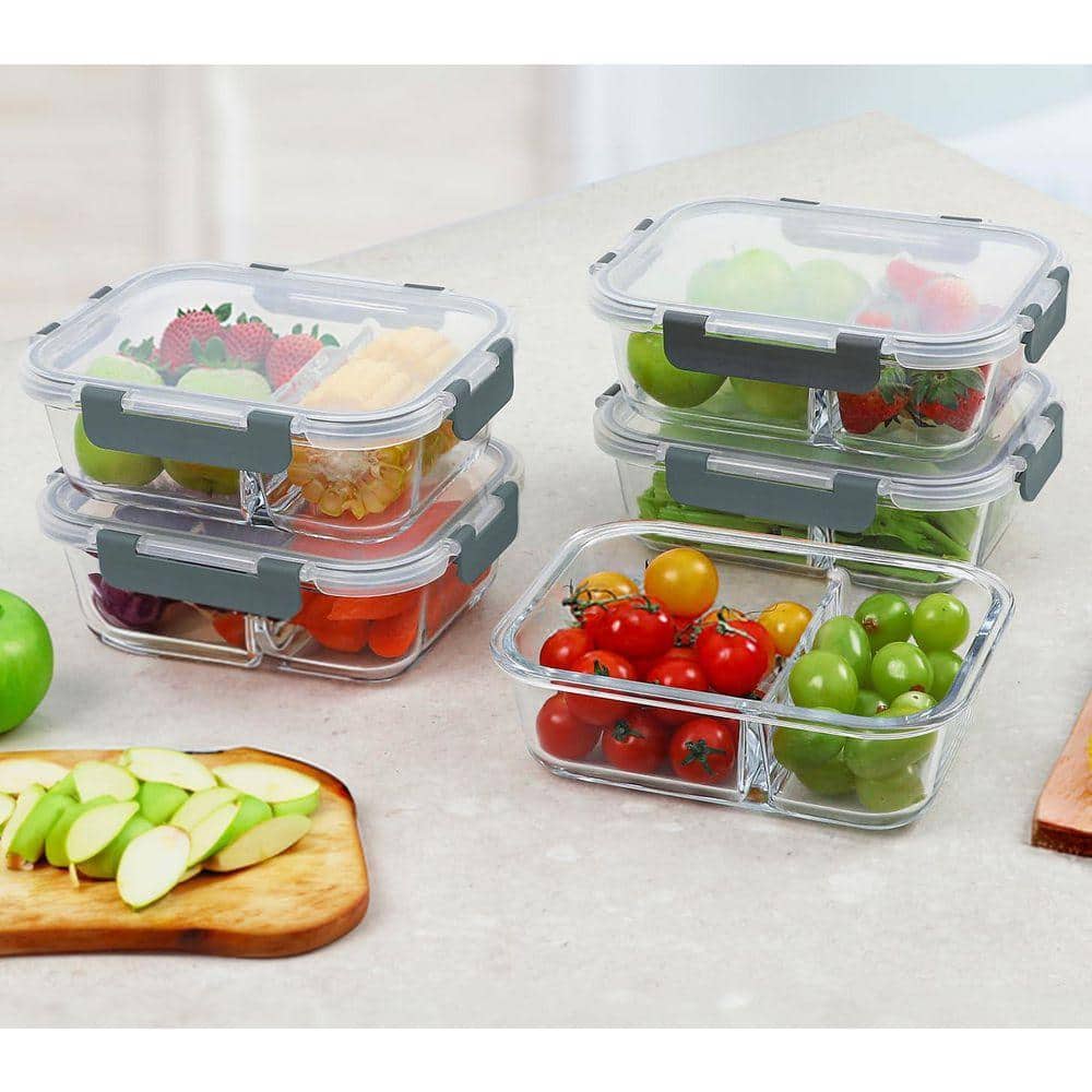 Lynzavix Borosilicate Glass Meal Prep Containers with Lids 10-Pack 2 ...