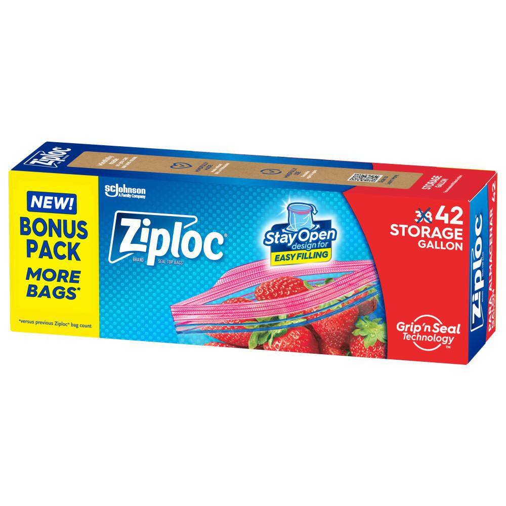 Ziploc Storage Bags with Stay Open Design, Gallon, General Food Storage ...