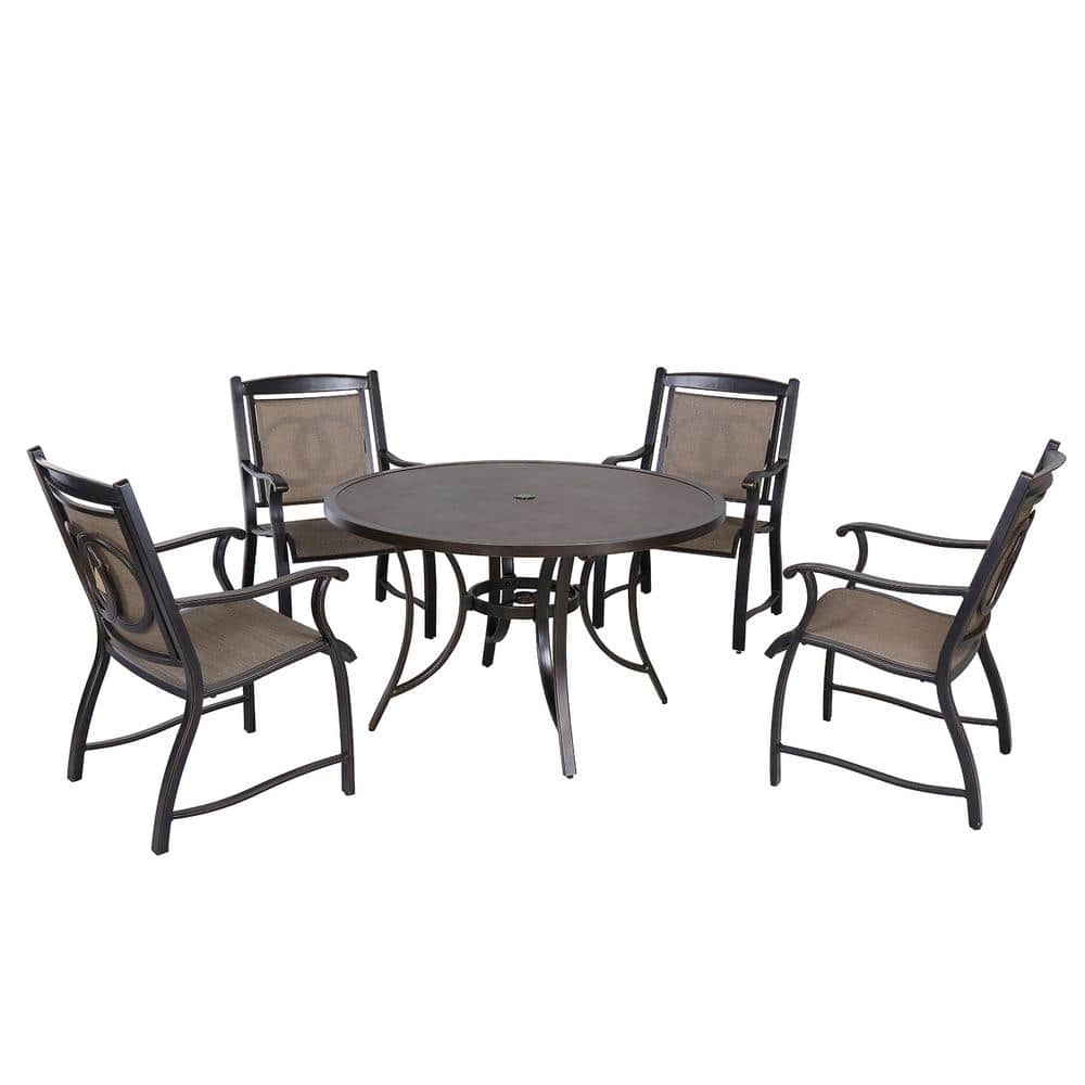 Mondawe Nebb Dark Gold 5-piece Cast Aluminum Round 28 in. H Outdoor ...