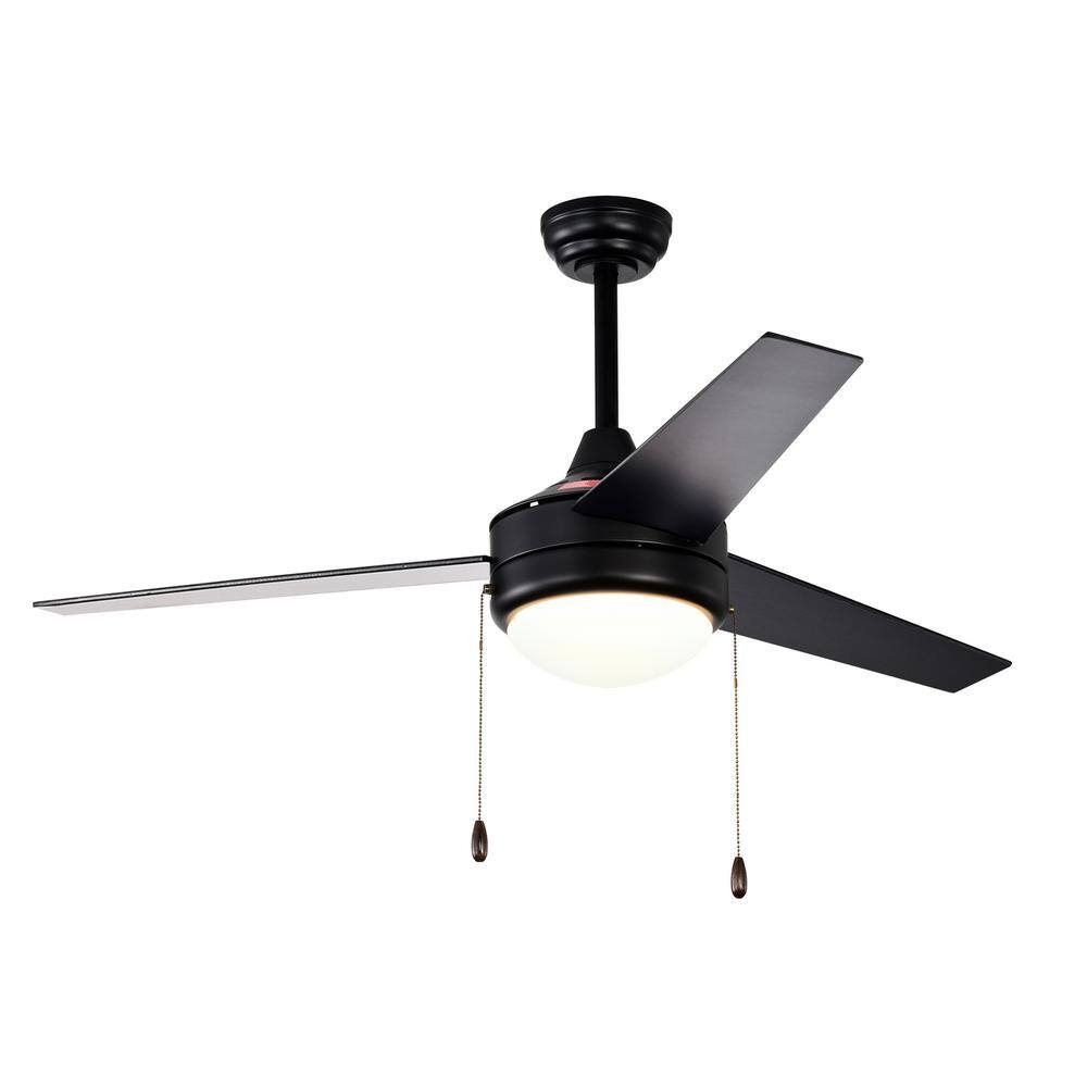 Edvivi 52 in. Integrated LED Indoor Black 3-Blade Reversible Ceiling ...