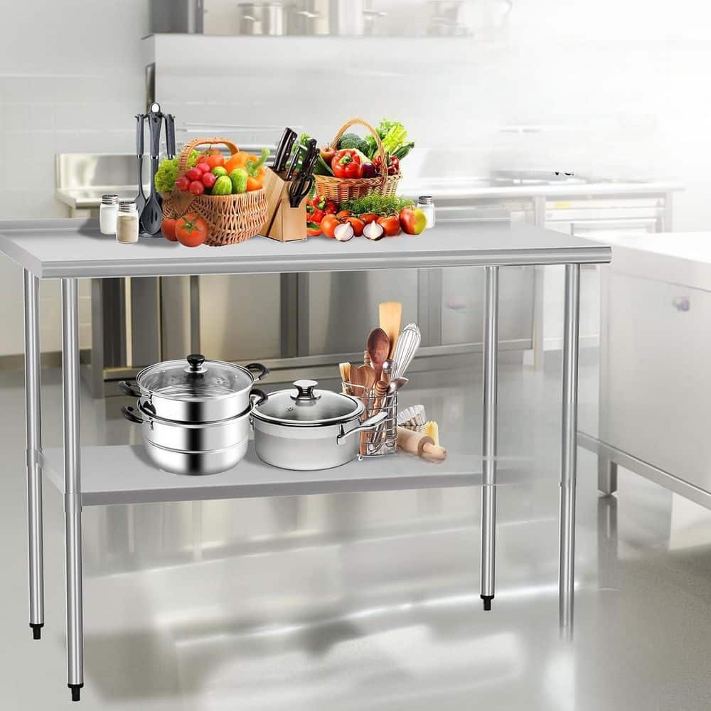 Otryad Stainless Steel Table 24 x 48 In. Metal Work Table Adjustable ...