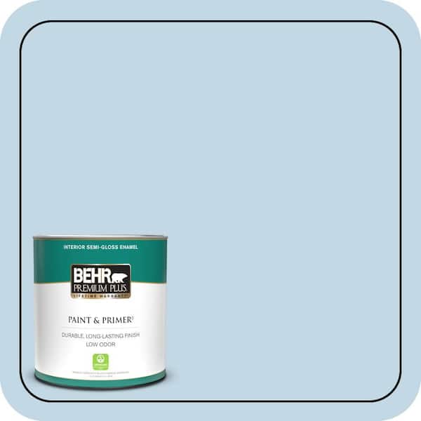BEHR PREMIUM PLUS 1 qt. #S500-1 Distant Shore Semi-Gloss Enamel Low ...