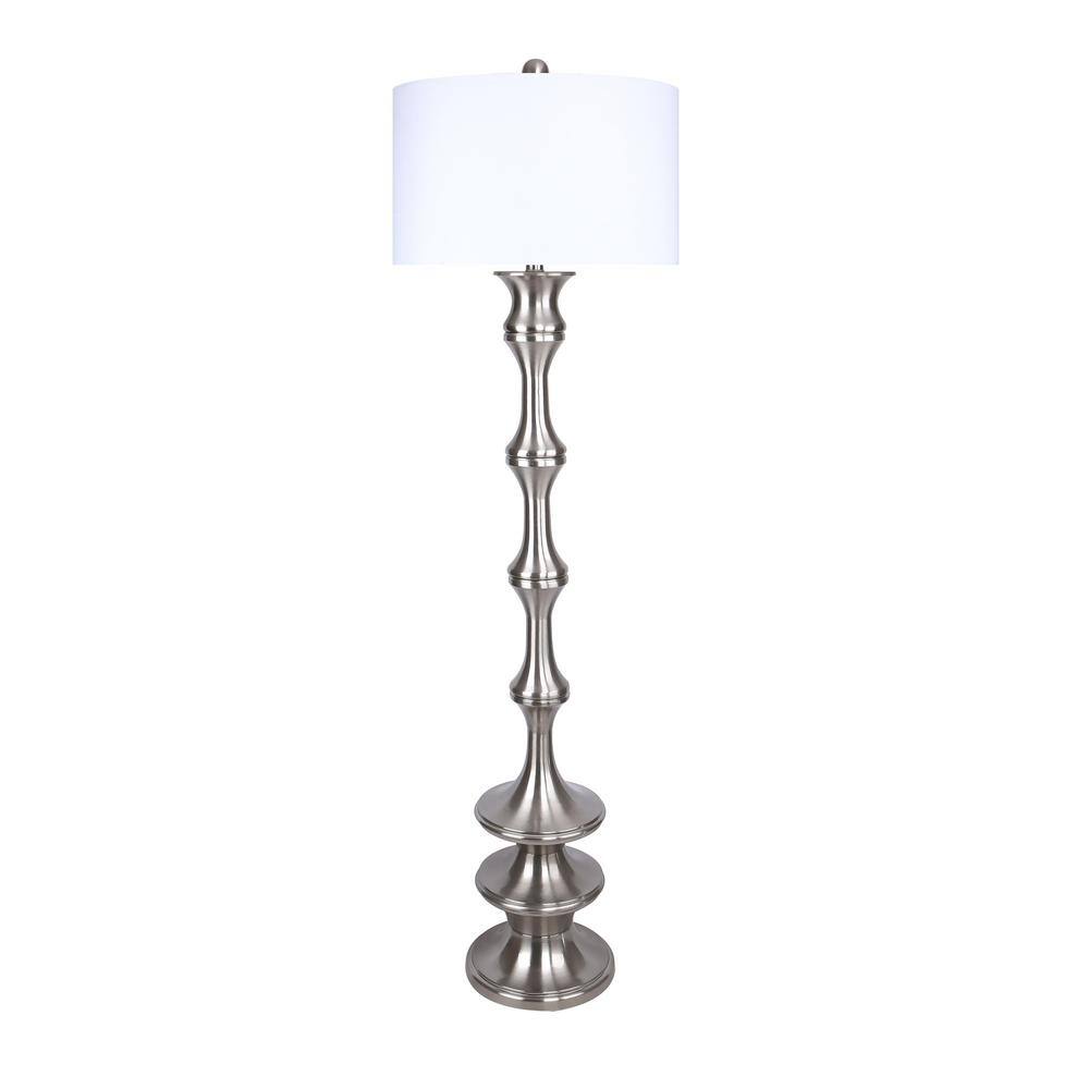 GRANDVIEW GALLERY 67 .5 in. Brushed Nickel Floor Lamp with Stacked ...