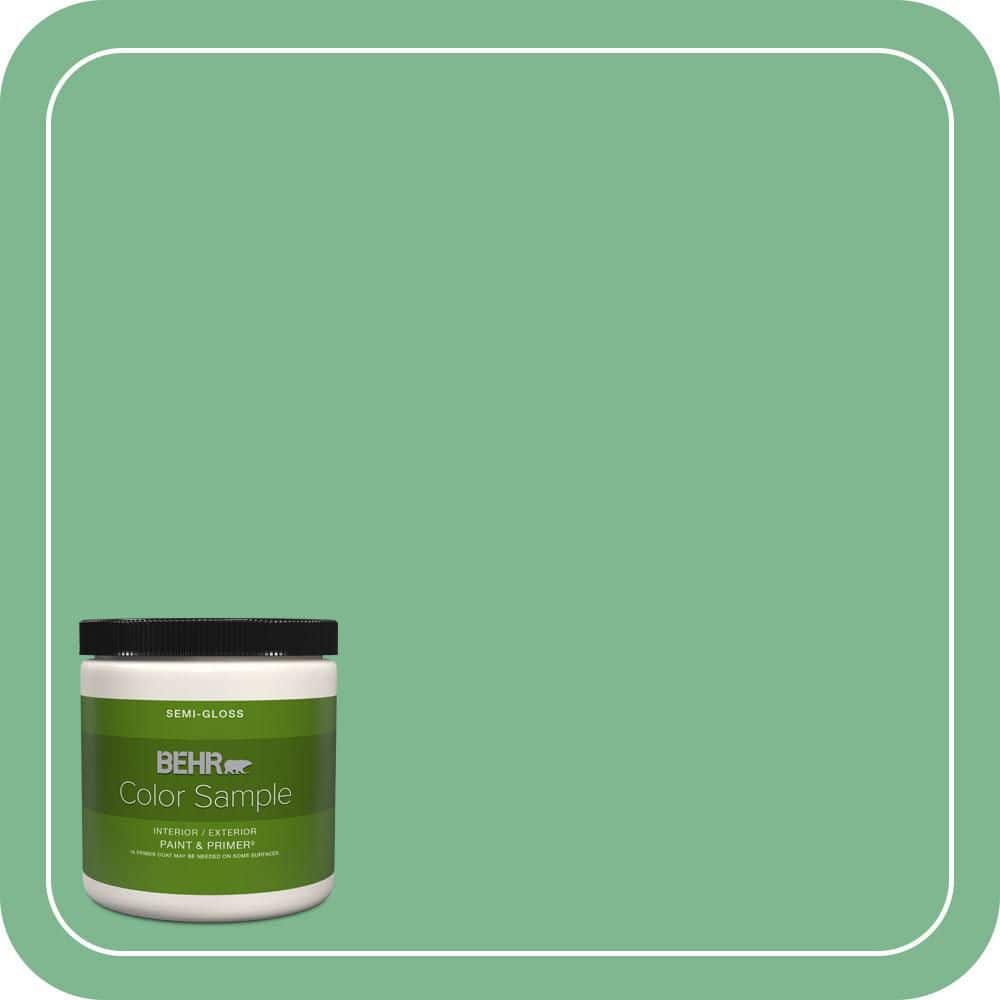 BEHR PREMIUM PLUS 8 oz. #BIC-40 Veiled Chameleon Semi-Gloss Interior ...