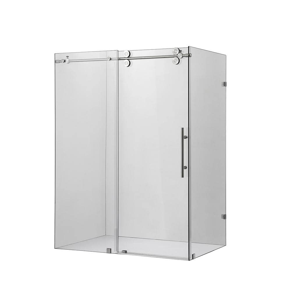 Roswell Villena 56 W X 78 H Rectangle Sliding Frameless Corner Shower