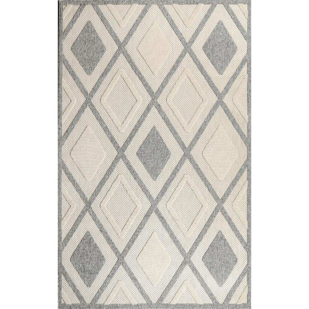 SUPERIOR Daelyn Cream 6 ft. x 8 ft. 10 in. Modern Geometric Diamond ...