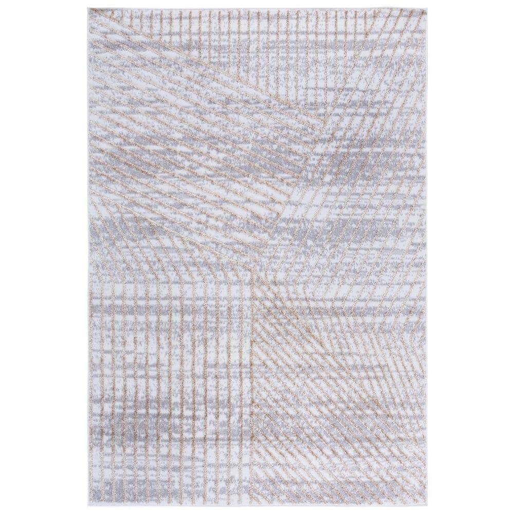 SAFAVIEH Maya Ivory/Beige 9 ft. x 12 ft. Geometric Striped Area Rug ...