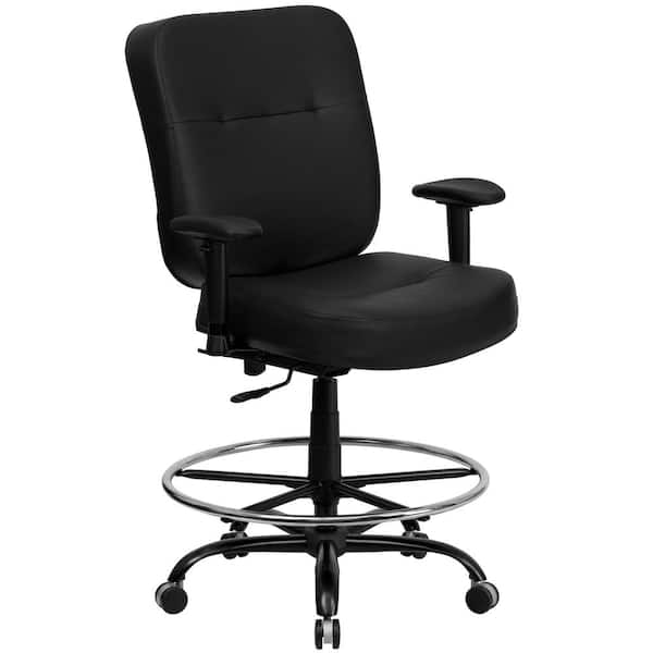 Flash Furniture Faux Leather Adjustable Height Ergonomic Drafting Chair ...