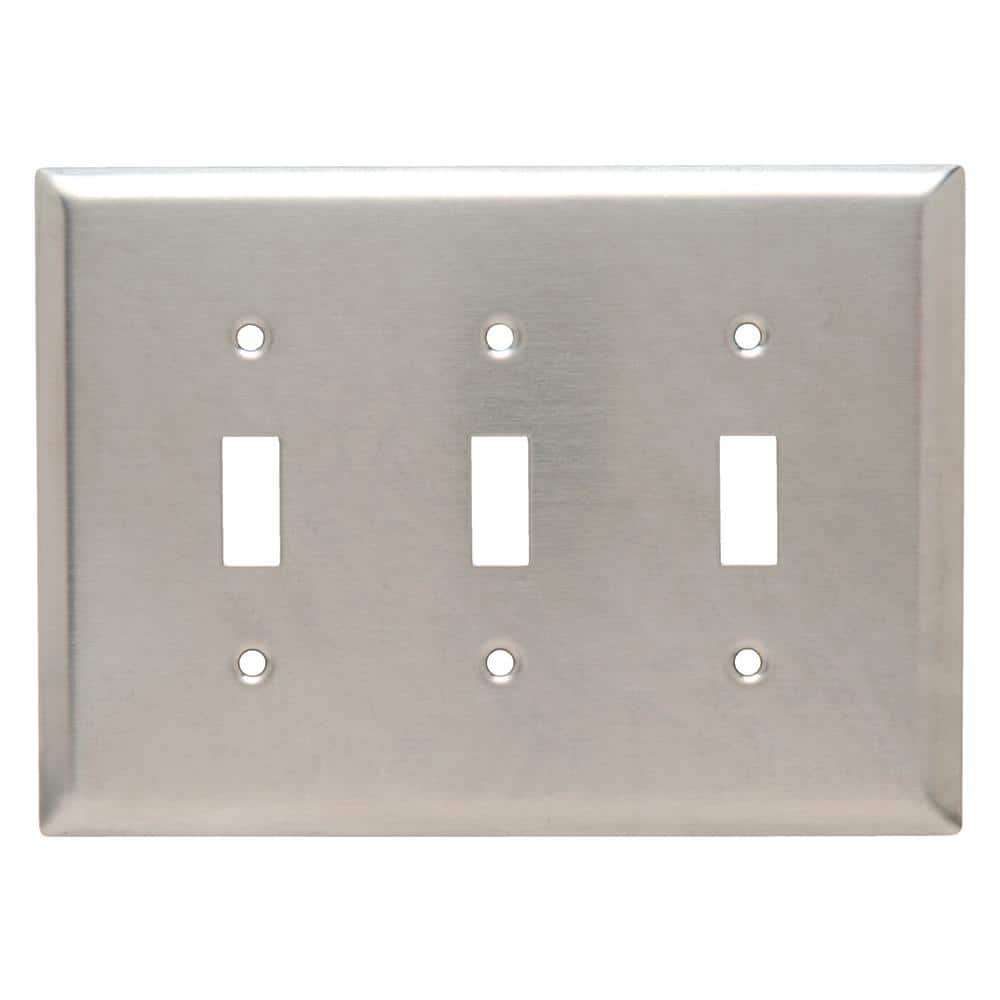 Legrand Pass & Seymour 302/304 S/S 3 Gang 3 Toggle Jumbo Wall Plate ...