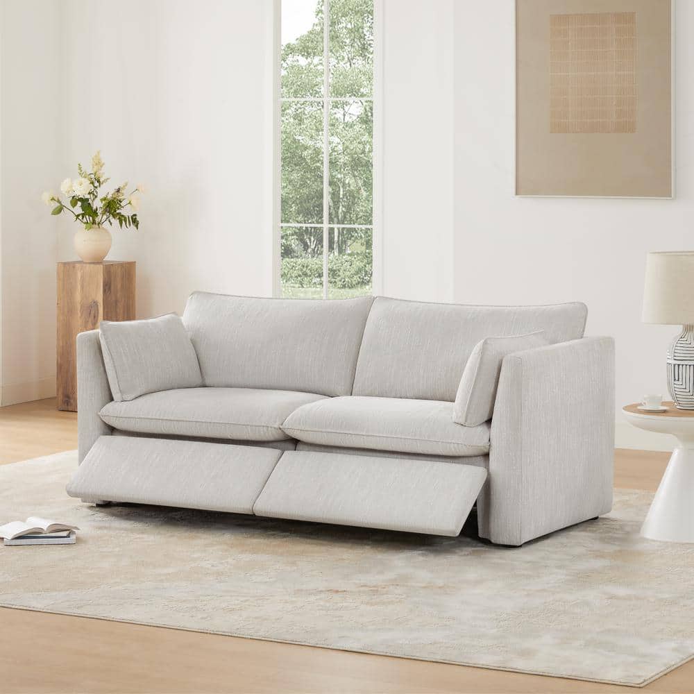 SPRUCE & SPRING Luna 80 in. Light Grey 2-Piece Fabric Modern Modular ...