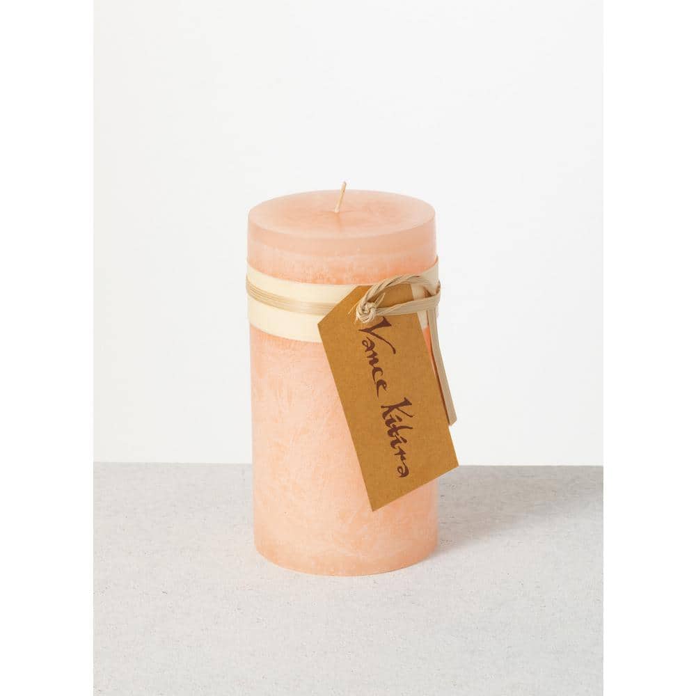 Vance Kitira 6 in. Pink Sand Timber Pillar Candle CT246PKSD - The Home ...