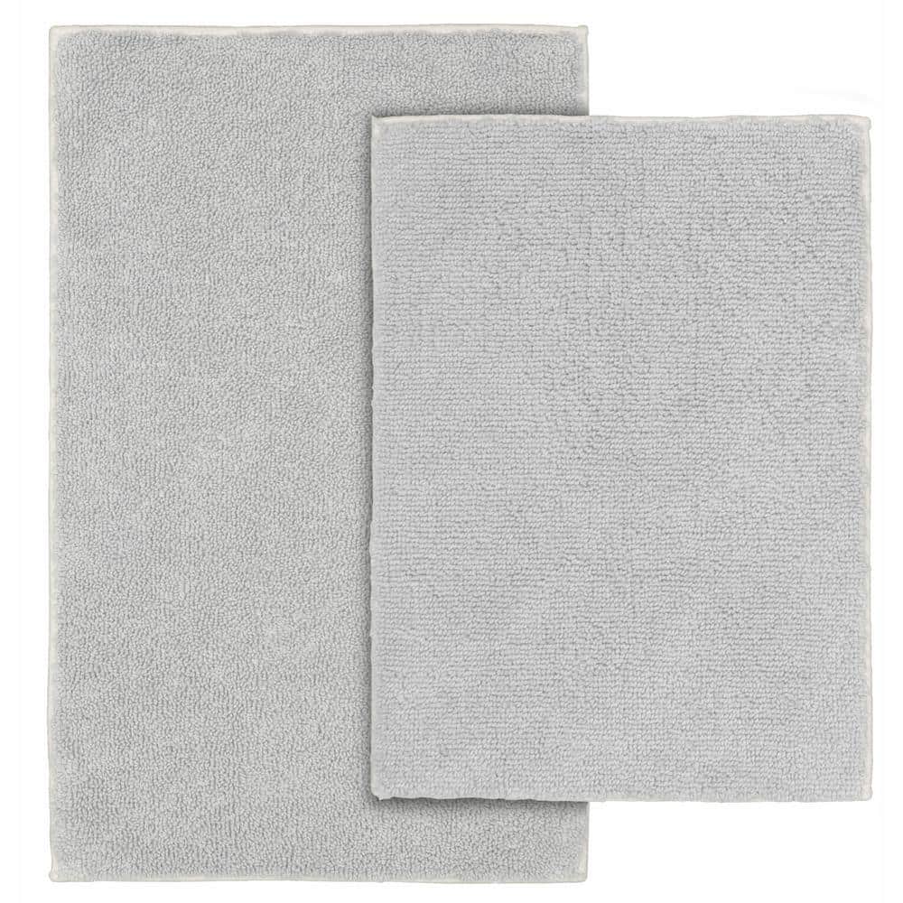 Garland Rug Queen Platinum Gray 21 in. x 34 in. Solid Cotton 2-Piece ...
