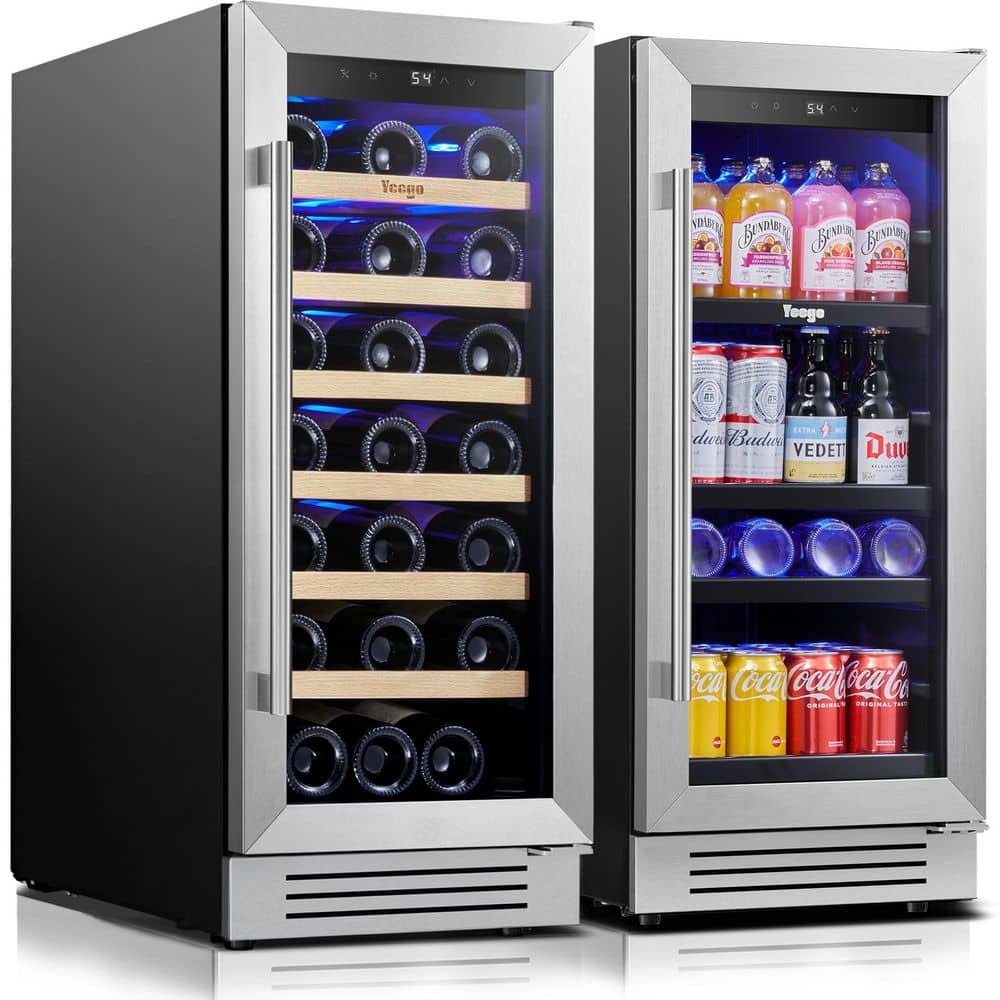 Yeego 30 in. Dual Zone 33-Wine Bottle and 80-Can Beverage Wine Cooler ...