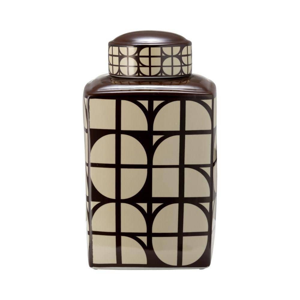 Liv & Skye 16 in. Java Brown Ceramic Square Jar with Lid 17898-02 - The ...