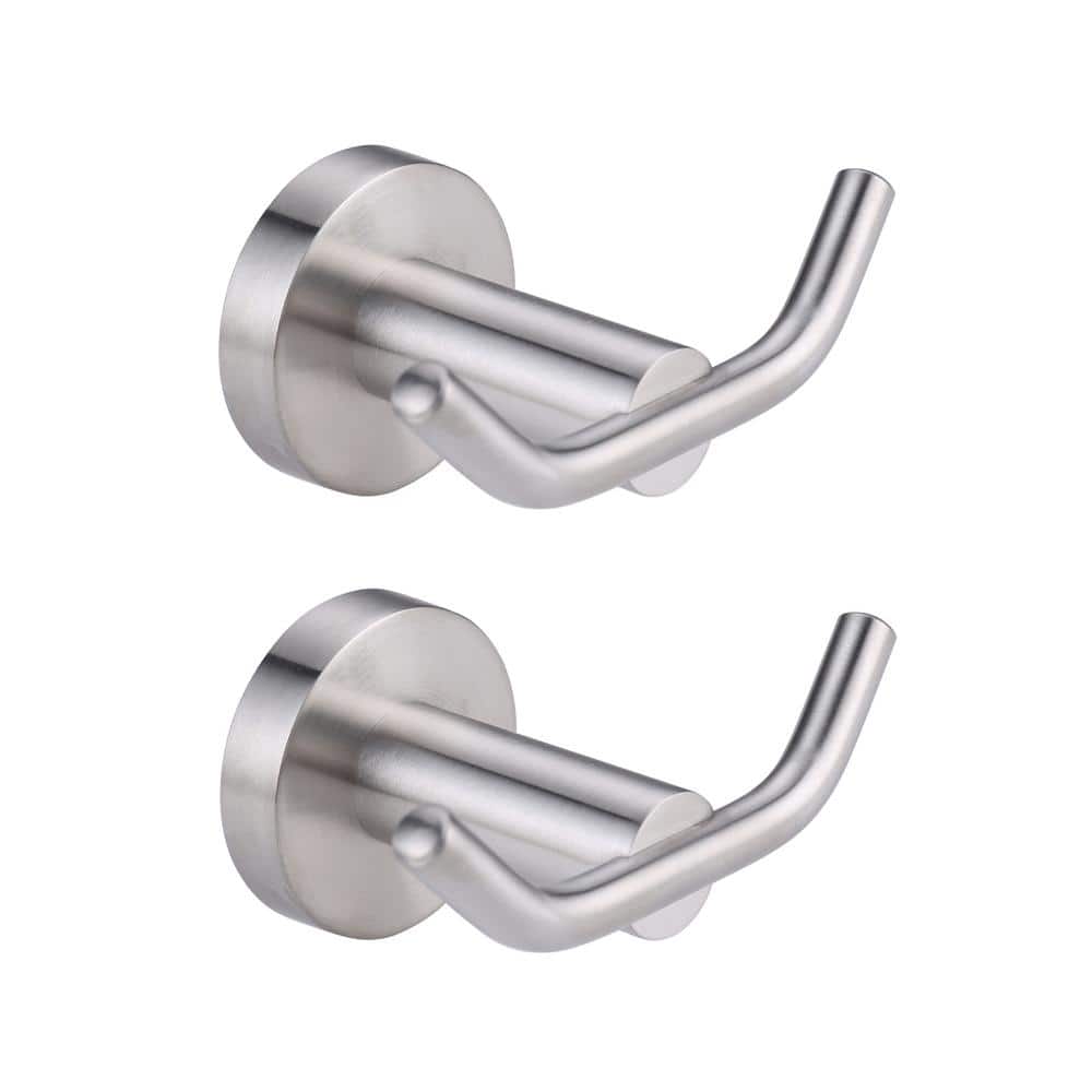 WOWOW Knob Hook Double Robe/Towel Hook in Brushed Nickel (2-Pack ...