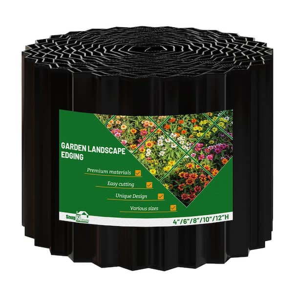 6 in. x 50 ft. Black Corrugated Metal Landscape Edging Border, Flexible ...