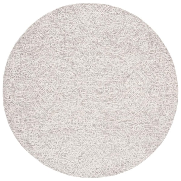 SAFAVIEH Metro 10 ft. x 10 ft. Natural/Ivory Floral Medallion Round ...
