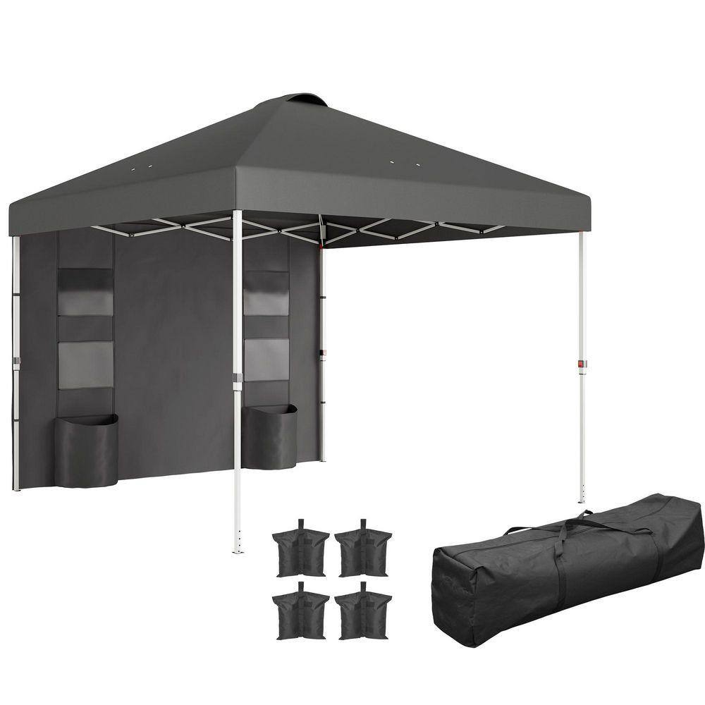Sudzendf 10 ft. x 10 ft. Dark Gray Party Tent with Storage Pockets ...