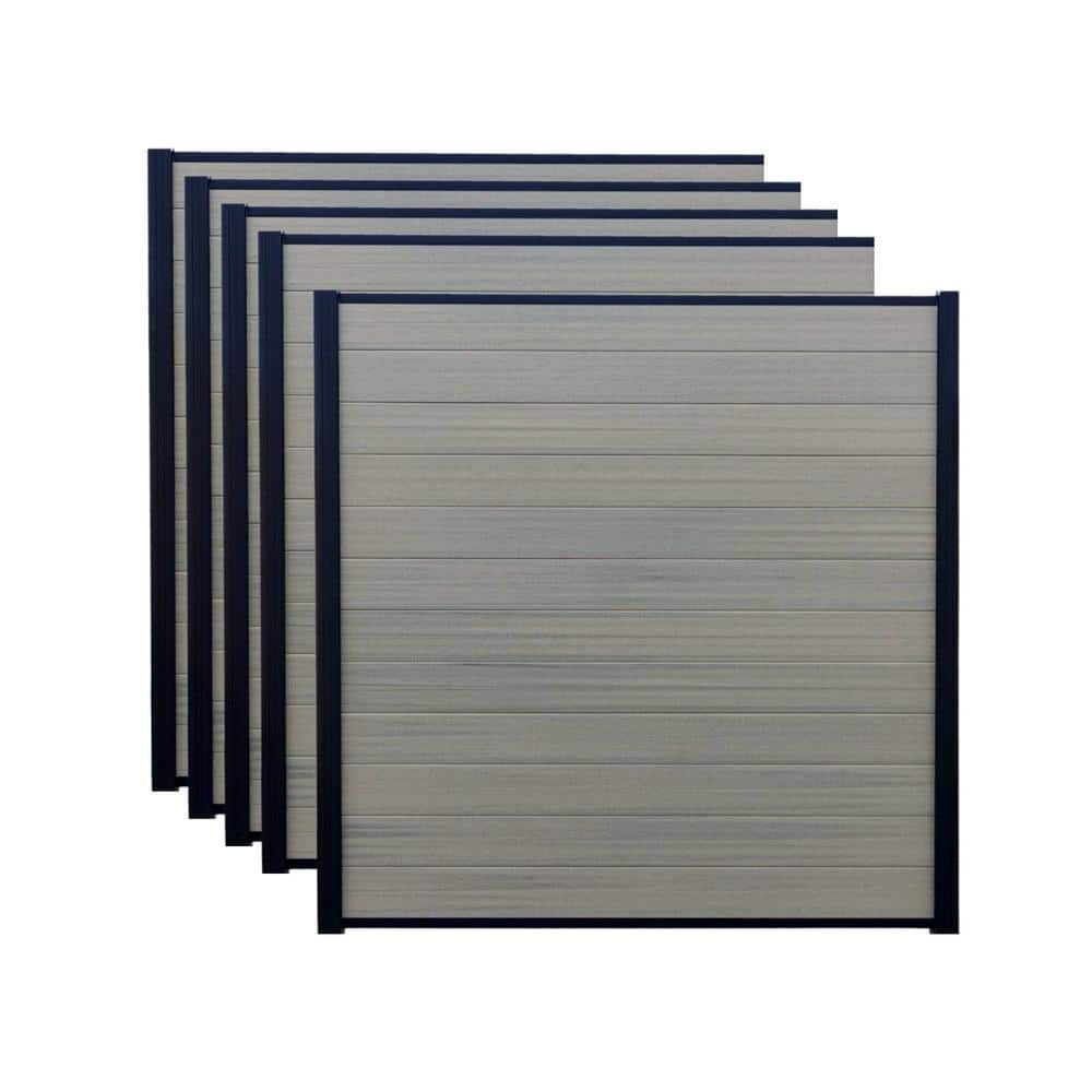 Frame It All 6 ft. x 6 ft. Valla Composite Fence Panel River Birch (5 ...