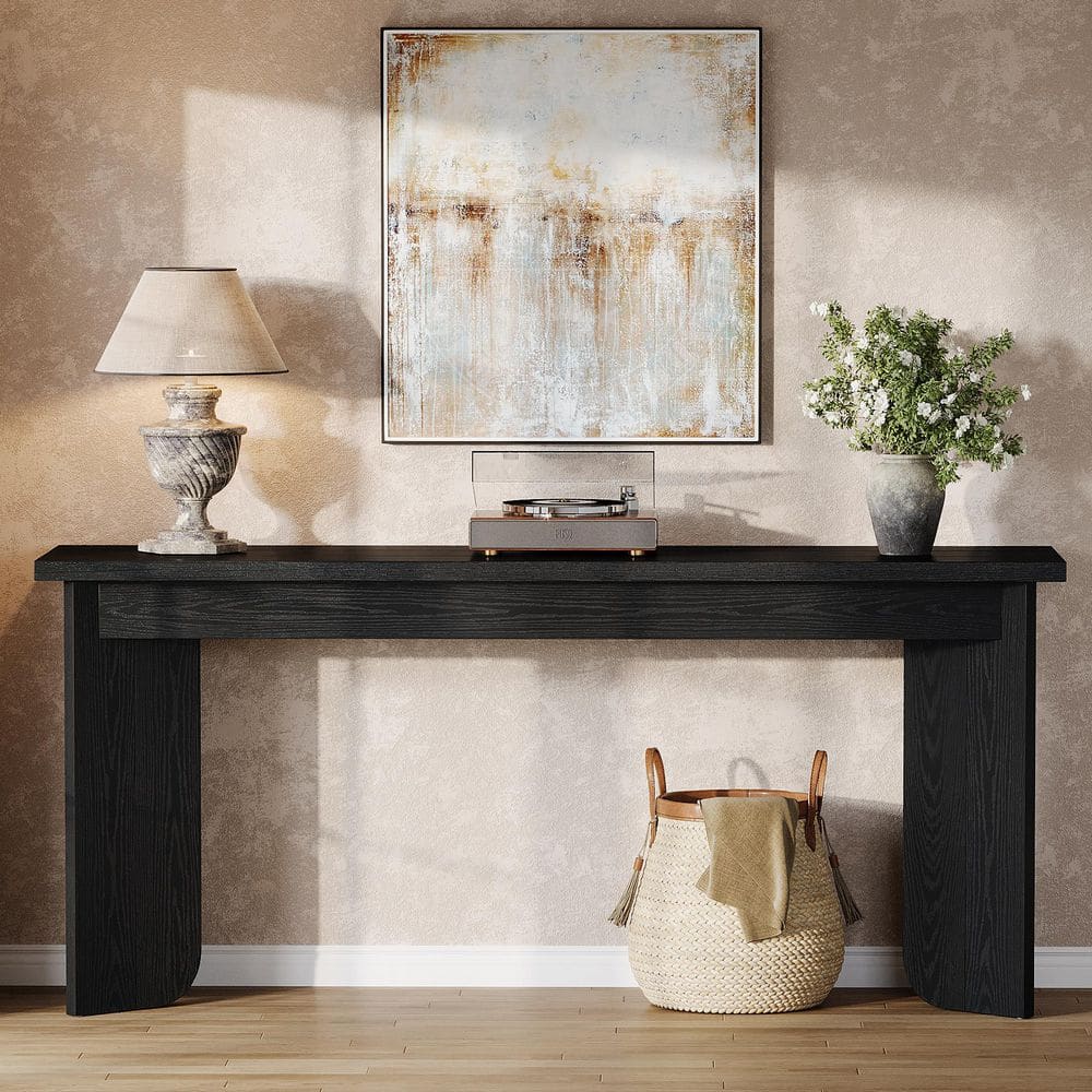 BYBLIGHT Turrella 70.9 in. Extra Long Black Entryway Table, Rectangle ...