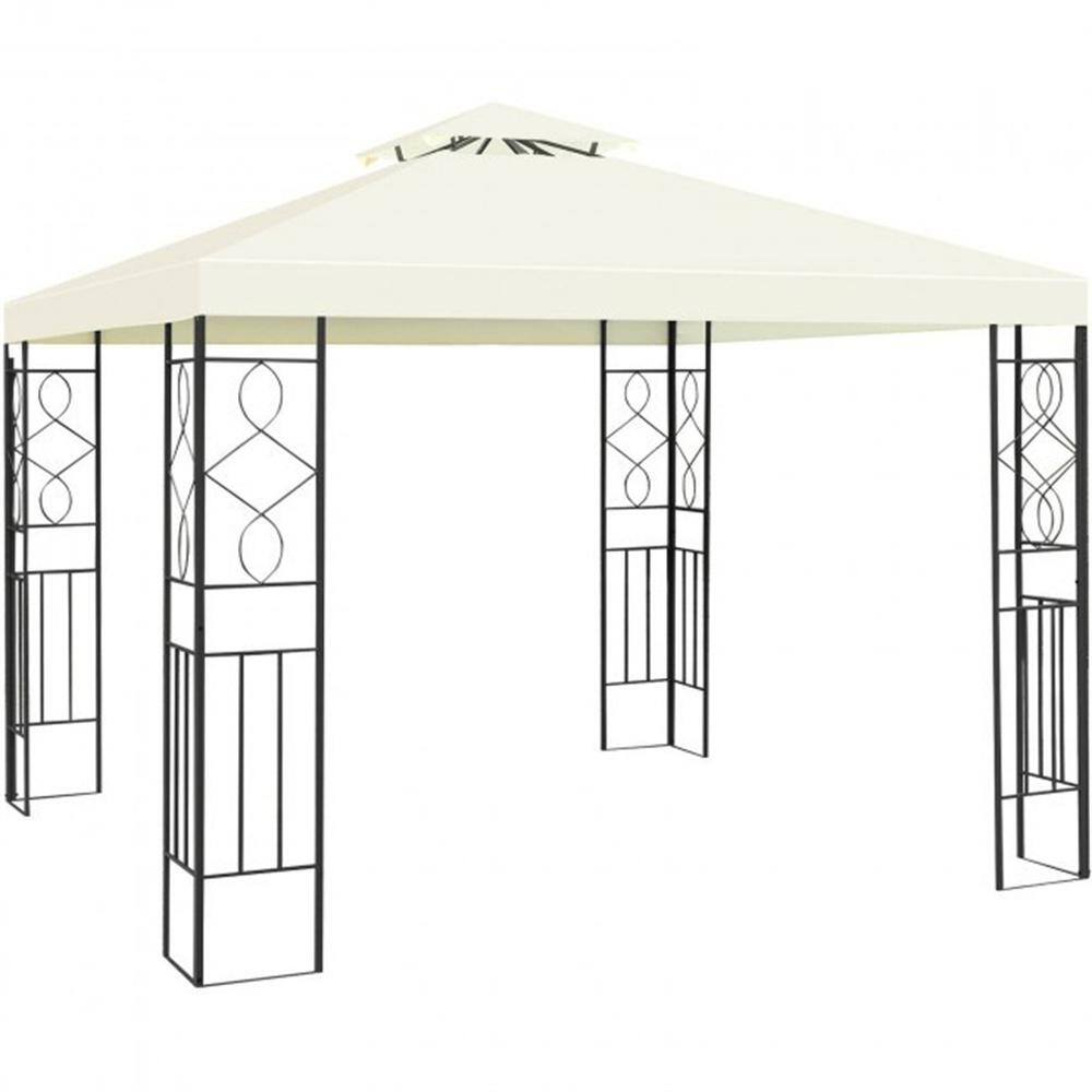 ITOPFOX 2-Tiers 10 ft. W x 10 ft. L Beige Patio Gazebo Canopy Tent ...