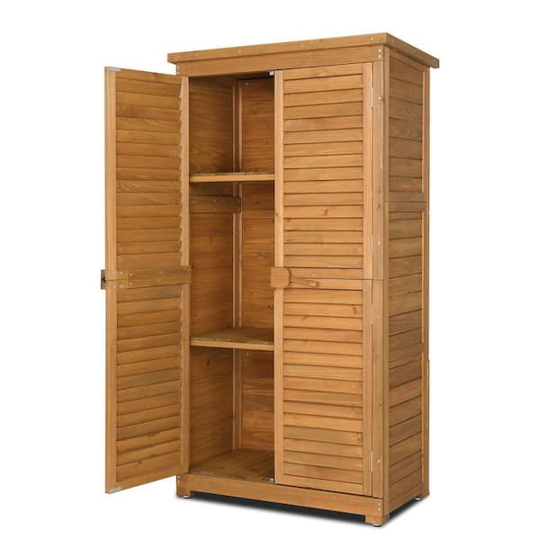 Anqtovp Wooden 34 in. x 18 in. x 63 in. Outdoor Kitchen Cabinet Storage ...