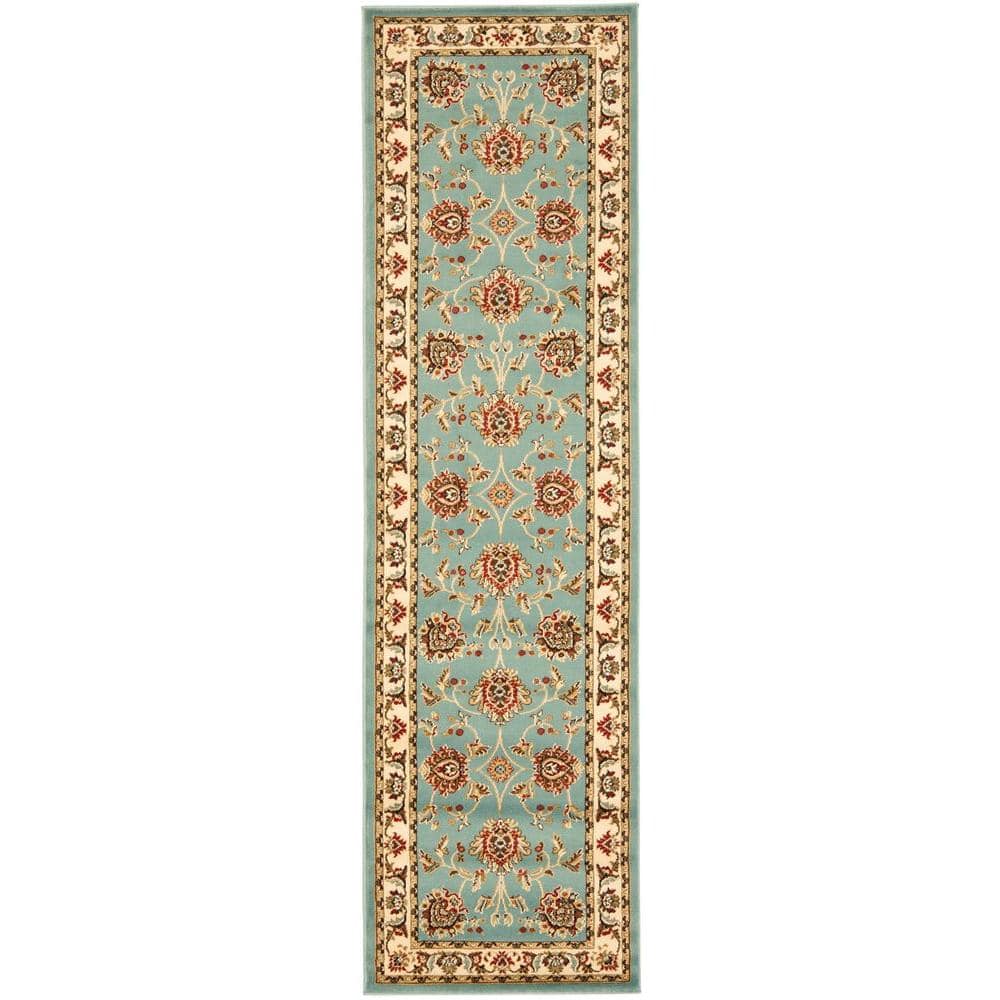 SAFAVIEH Lyndhurst Blue/Ivory 2 ft. x 8 ft. Border Floral Geometric ...