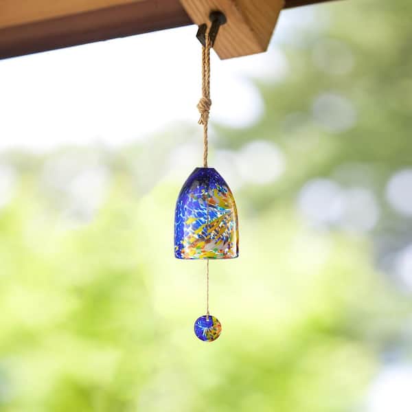 Glitzhome 26 in. H Glass Twist Glaze Windchime 2023200005 - The Home Depot