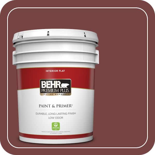 BEHR PREMIUM PLUS 5 gal. #S130-7 Cherry Cola Flat Low Odor Interior ...