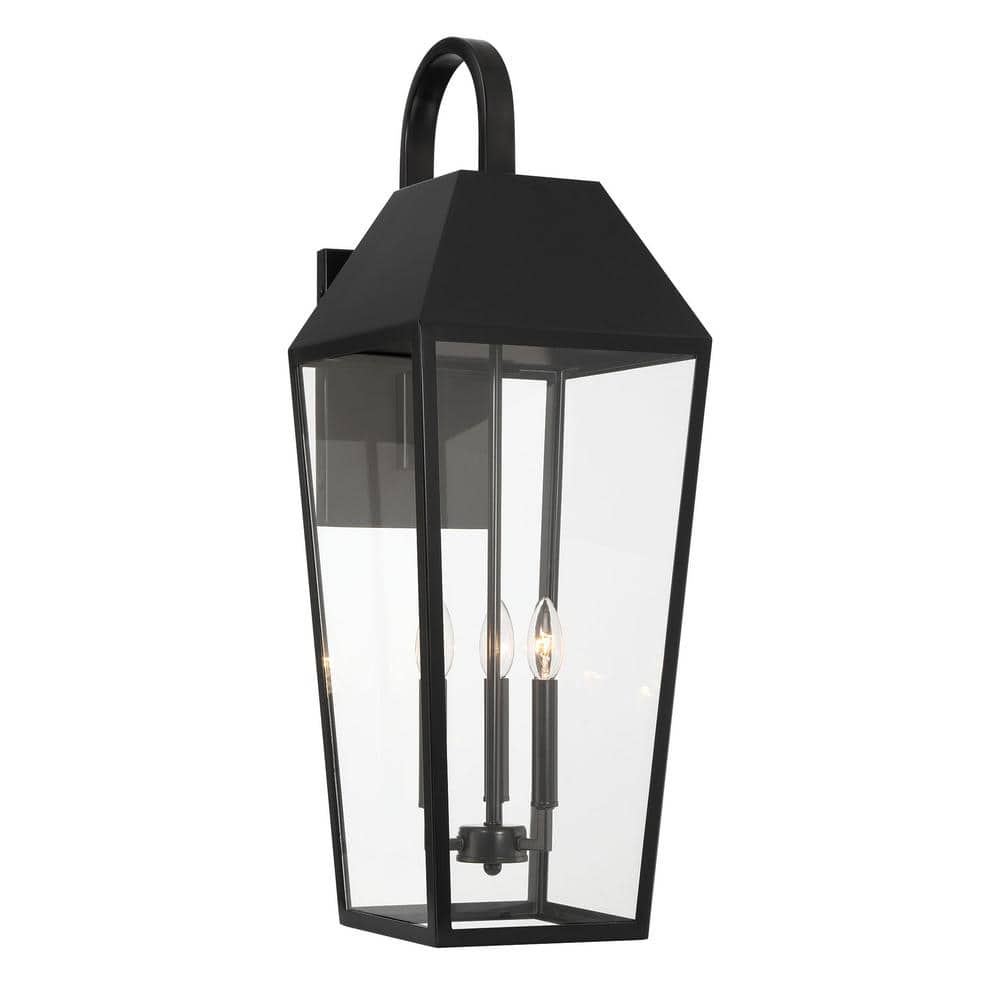 Easylite 31.5 in. Black Outdoor Hardwired Wall Lantern Sconce with No ...