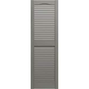 Builders Edge 12 in. x 43 in. Louvered Vinyl Exterior Shutters Pair in ...