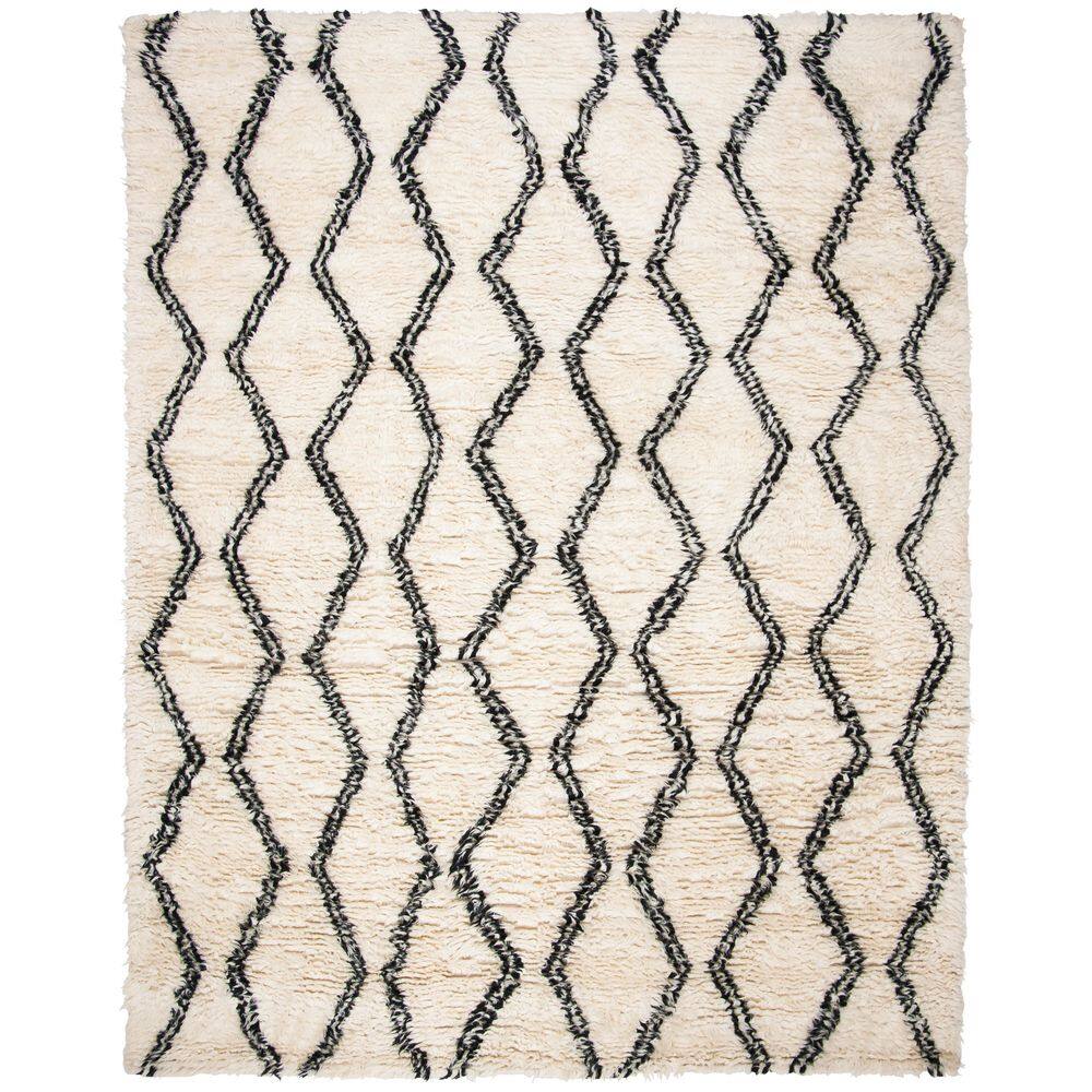 SAFAVIEH Kenya Black/Ivory 8 ft. x 10 ft. Flokati Trellis Solid Color ...