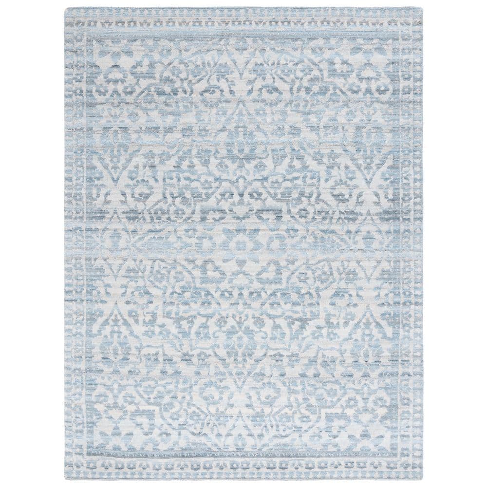 SAFAVIEH Marquee 8 ft. x 10 ft. Blue/Gray Striped Ornate Area Rug ...