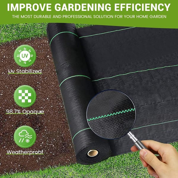 Weed Barrier Landscape Fabric 3 ft. x 100 ft. Heavy Duty Gardening Weed ...