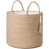Brown Round Jute Woven Storage Basket with Handles, 16 in x 13.8 in ...