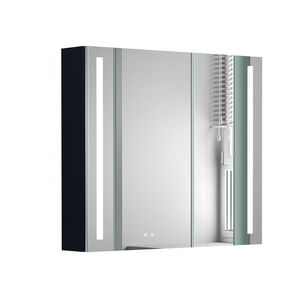 WELLFOR 30 in. W x 26 in. H Rectangular Aluminum Frontlit LED Medicine ...