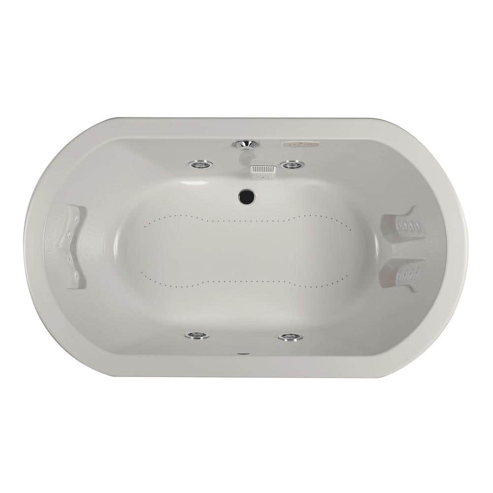JACUZZI Anza 60 in. x 42 in. Oval Combination Bathtub with Center Drain ...