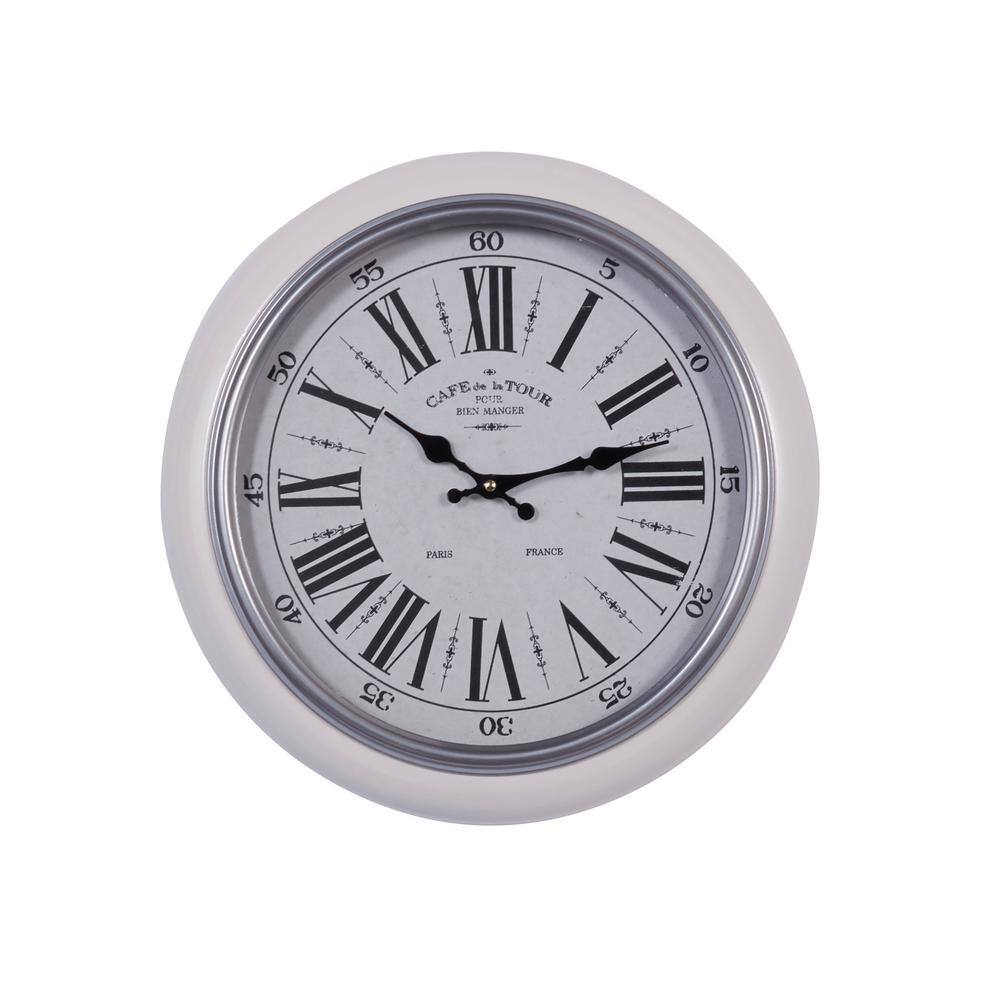 Litton Lane White Metal Farmhouse Wall Clock 90778 - The Home Depot