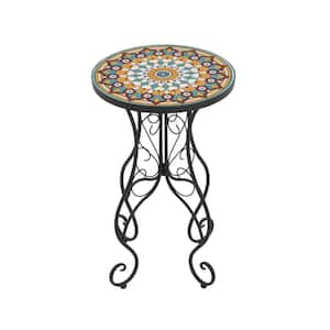 Zeus & Ruta Colorful Black Round Ceramic Outdoor Side Table HOP-334 ...
