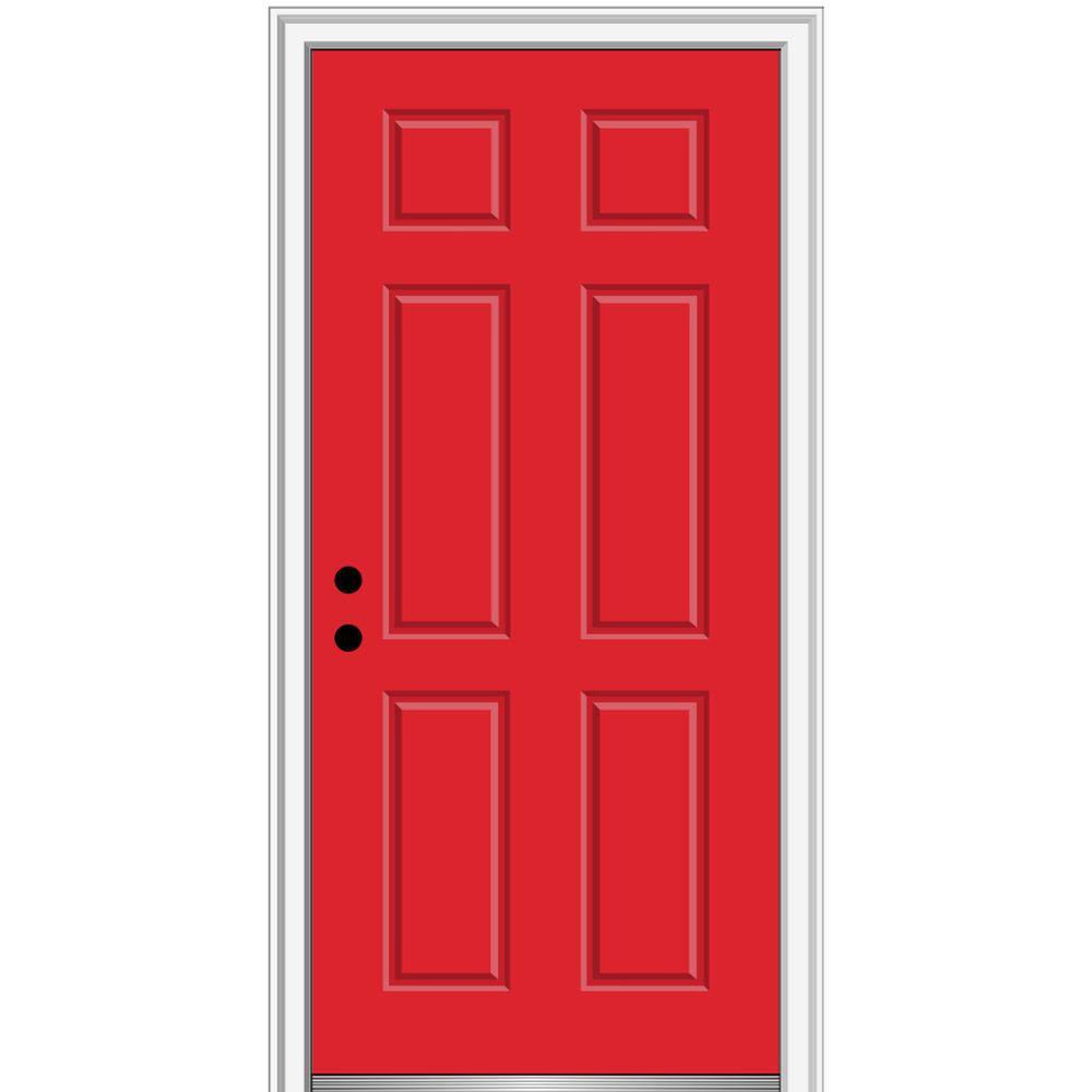 Reviews For MMI Door 36 In X 80 In 6 Panel Right Hand Inswing Red Reviews For MMI Door 36 In X 80 In 6 Panel Right Hand Inswing Red