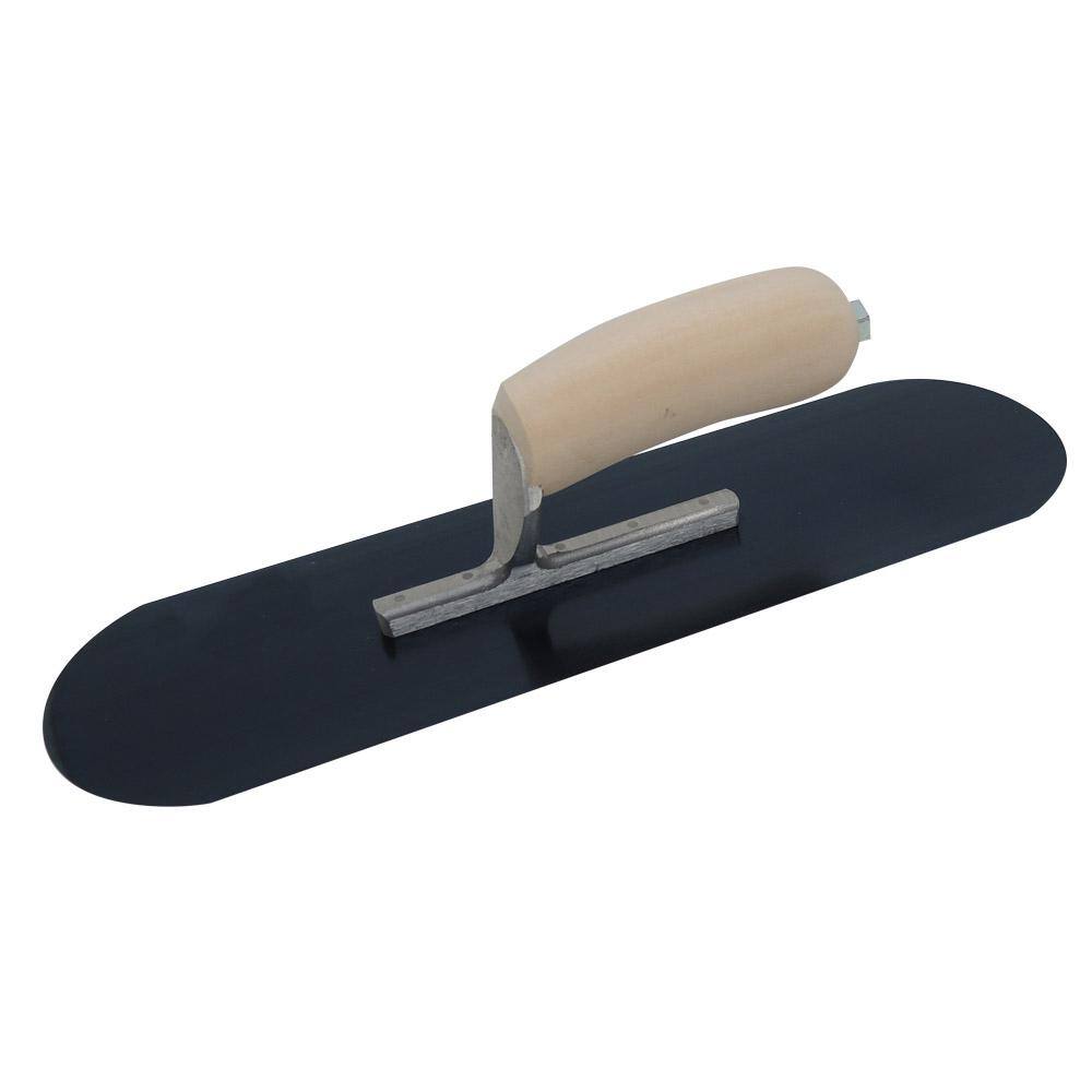 MARSHALLTOWN 12 in. x 3-1/2 in. Blue Steel Pool Trowel - Wood Handle ...