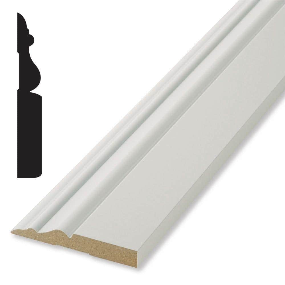 Kelleher 9/16 in. x 3-7/8 in. MDF Pre-finished White Victorian Base ...