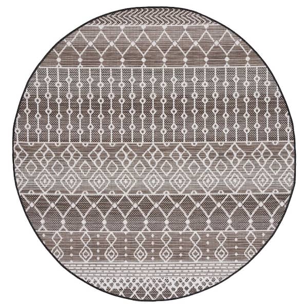 SAFAVIEH Havana Brown/Ivory 7 ft. x 7 ft. Aztec Tribal Indoor/Outdoor ...