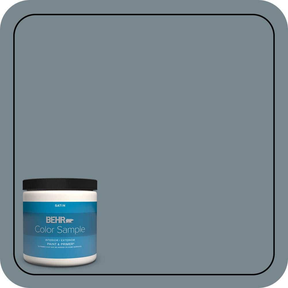 BEHR PREMIUM PLUS 8 oz. #N470-5 Norwegian Blue Satin Enamel Interior ...