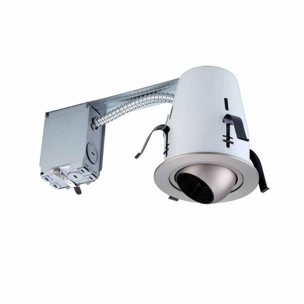 Commercial Electric 4 in. Brushed Nickel Non-IC Remodel GU10 Recessed ...