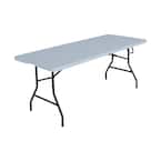 Lifetime 4 ft. Black Resin Adjustable Height Fold-in-Half Folding Table ...