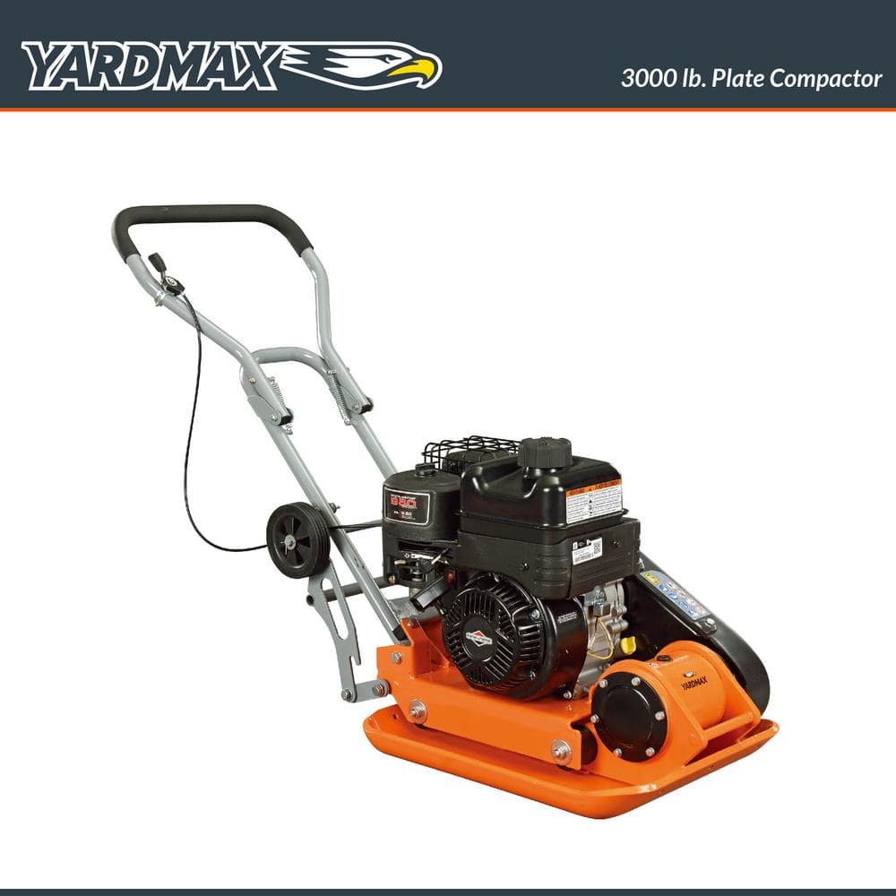 YARDMAX 3000 lb. Compaction Force Plate Compactor Briggs and Stratton 6 ...