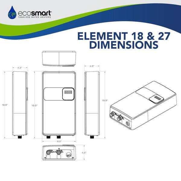 EcoSmart Element 18 On Demand GPM Residential Tankless, 06/09/2023