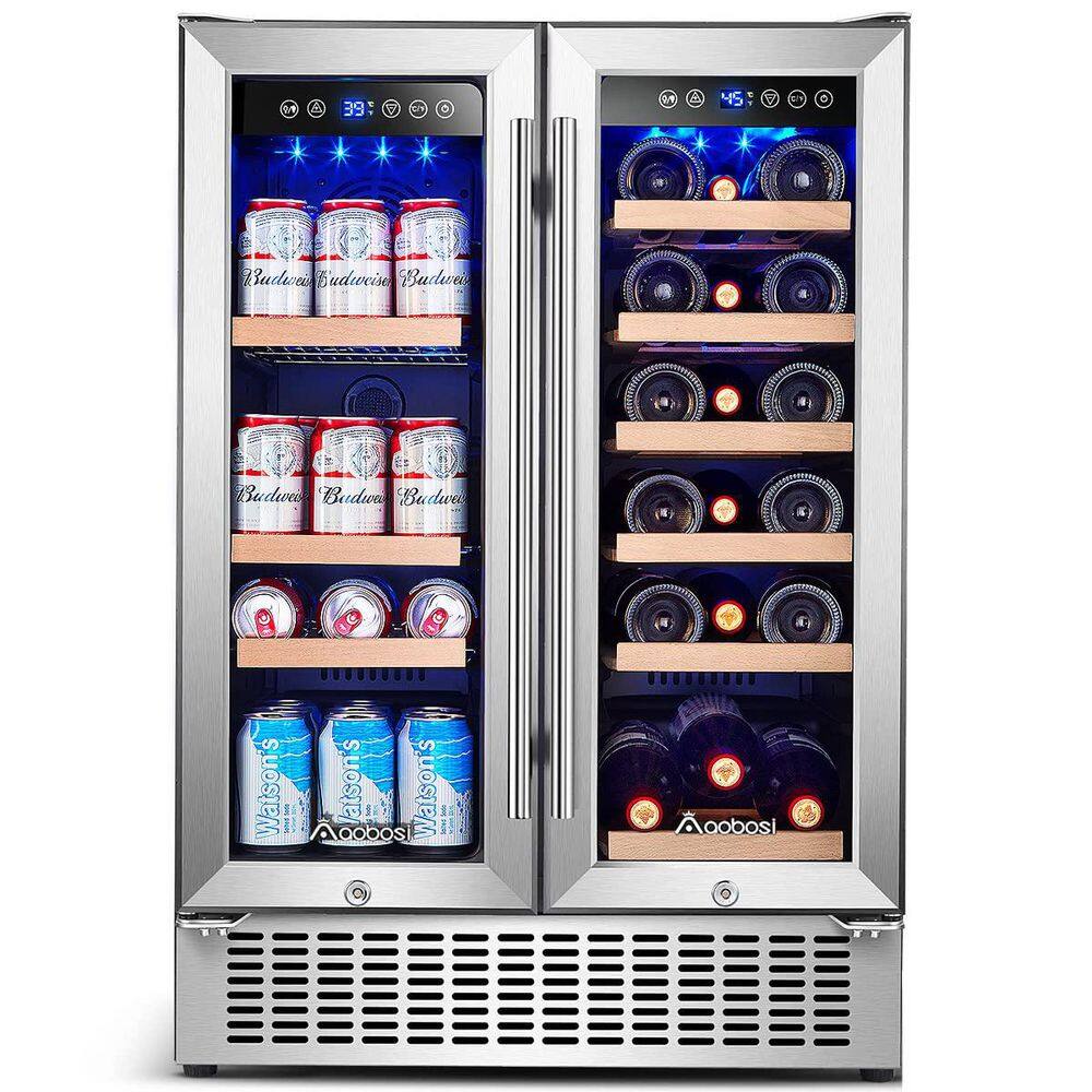BODEGA Dual zone 24 in.18-Bottle Wine and 57-Can Beverage Cooler Fridge ...