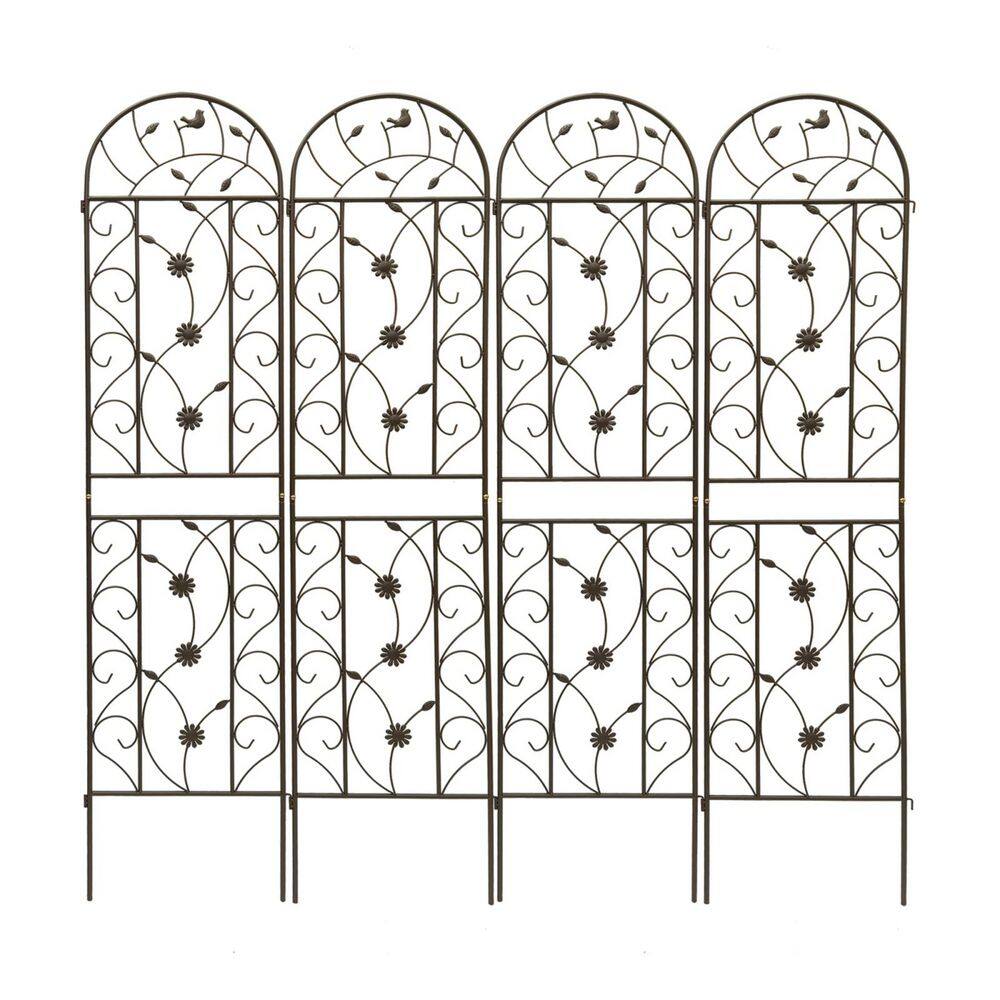 OGETFUUR 4-Pack 86.7 in. x 19.7 in. Brown Metal Rustproof Garden ...